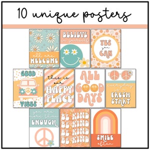Boho Retro Classroom Posters | Growth Mindset | Daisy - Etsy
