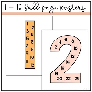 Boho Retro Skip Counting Posters, Multiples Posters - Etsy