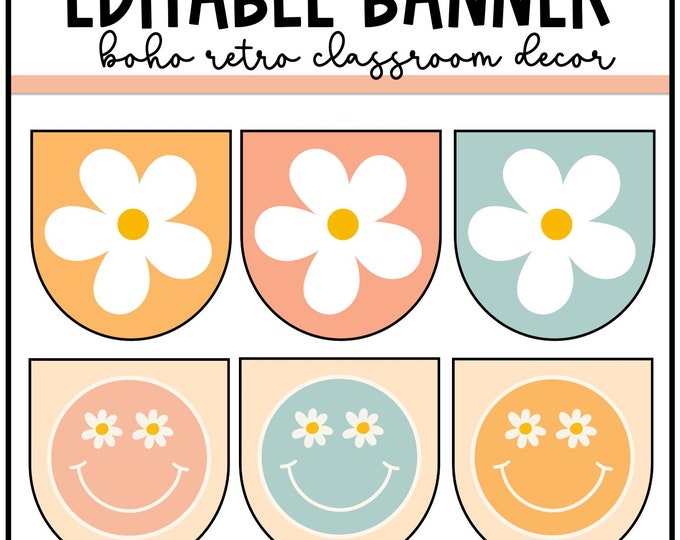 Boho Retro Classroom Decor Bundle | Editable | Groovy | Daisy | Rainbow ...