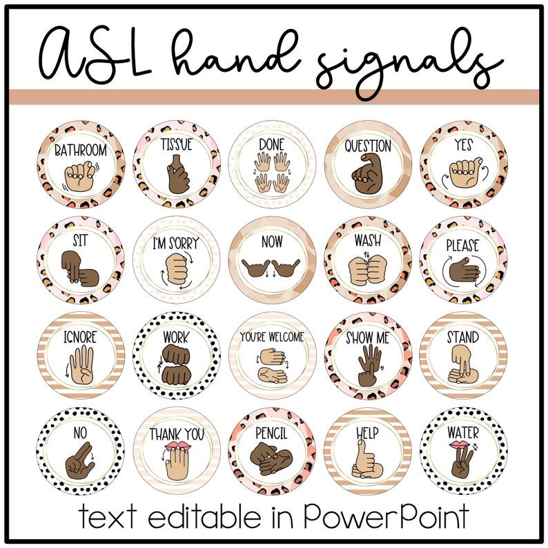 Modern Leopard Classroom Hand Signals, Display, Cheetah Classroom Devor ...