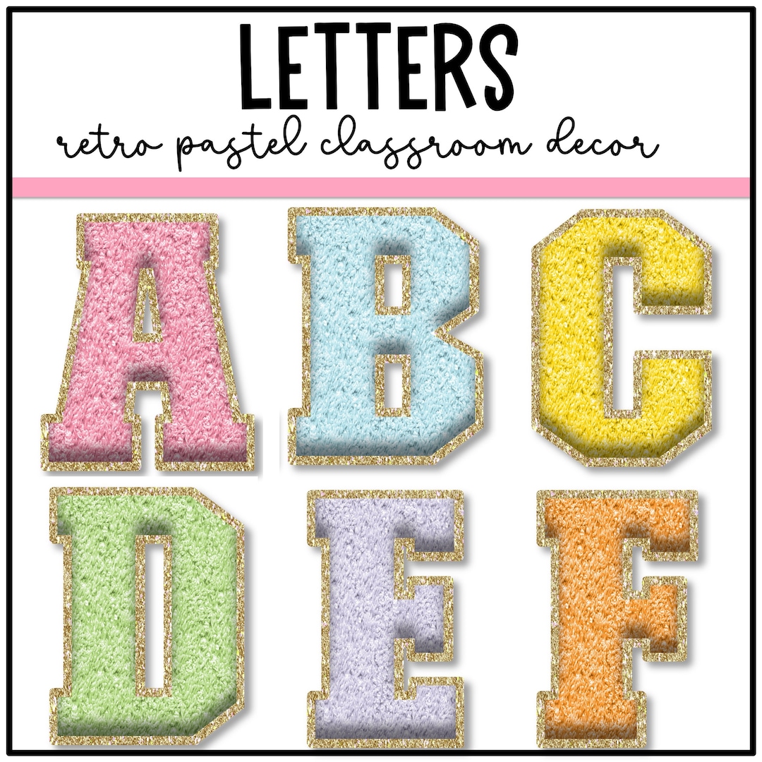 Retro Pastel Bulletin Board Letters | Varsity Patch Letters - Etsy