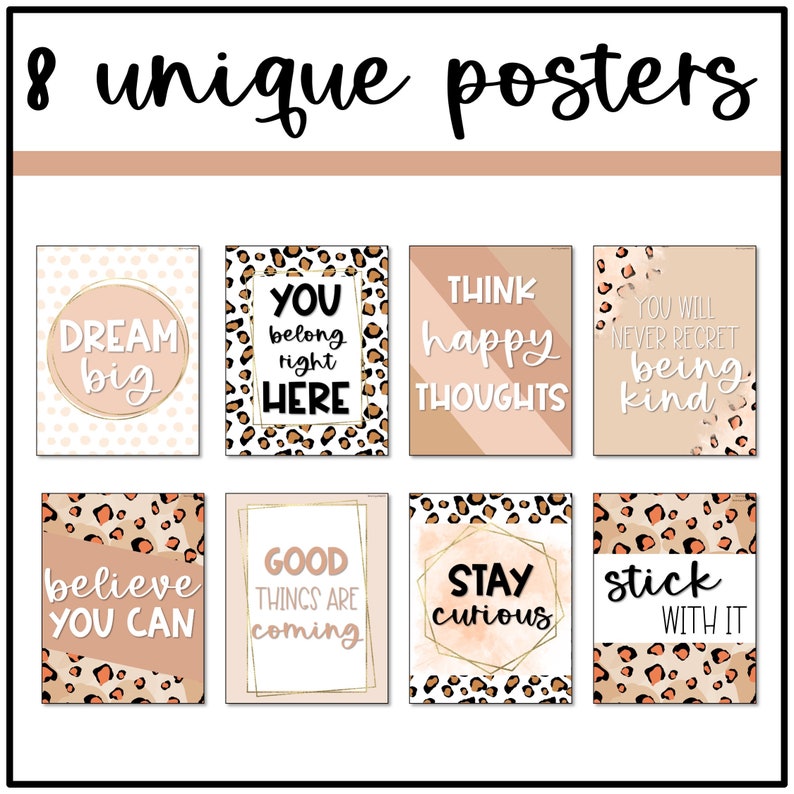 MODERN LEOPARD Posters Growth Mindset Cheetah Classroom - Etsy