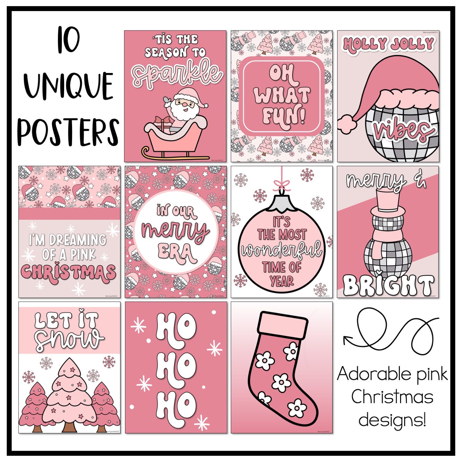Christmas Classroom Posters, Classroom Decor, Pink Christmas, Pinkmas ...