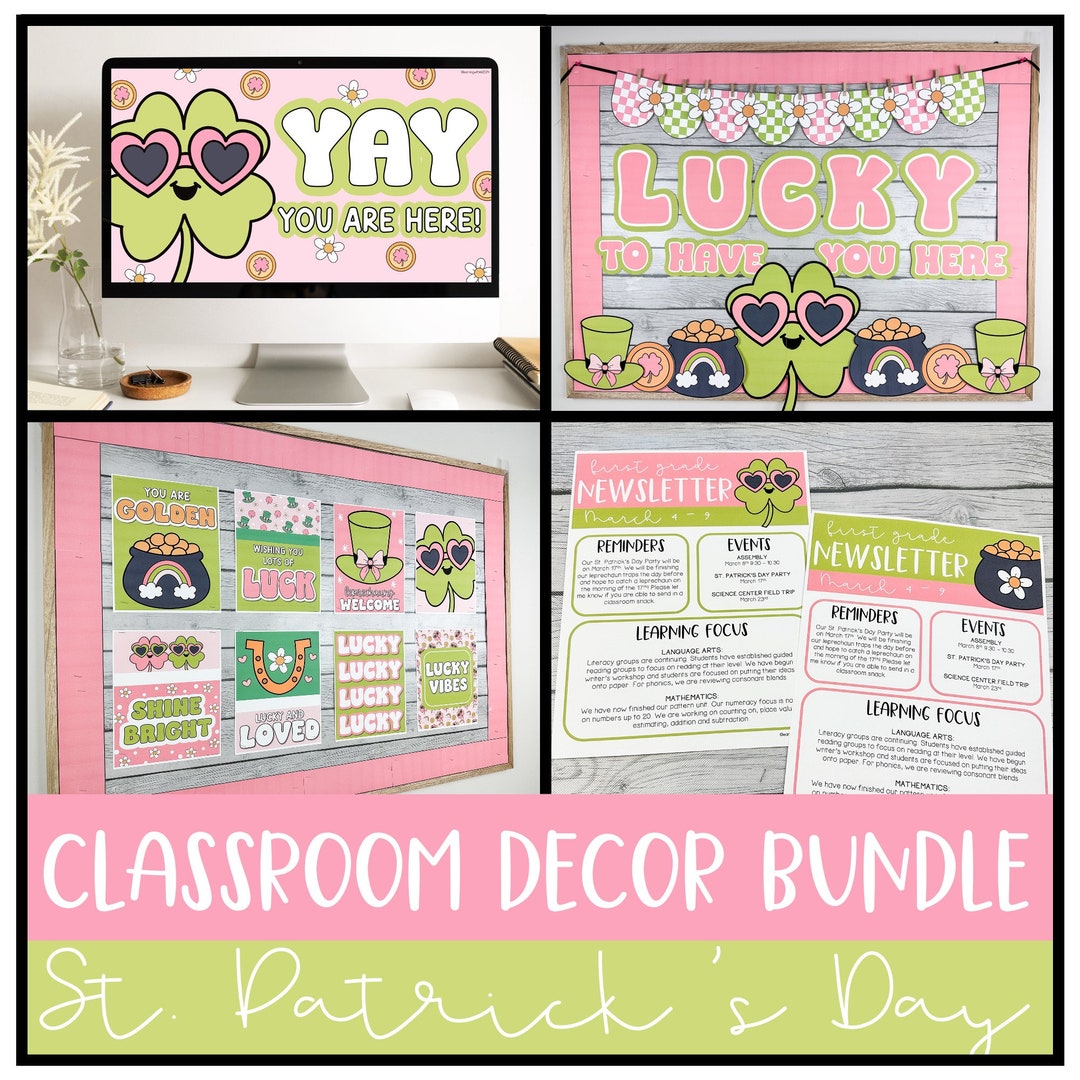St. Patrick's Day Classroom Decor Bundle, Bulletin Board, Posters ...