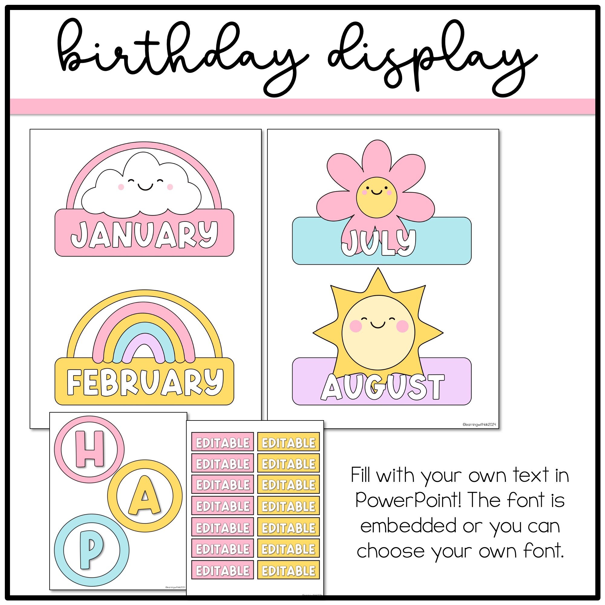 Pastel Birthday Display | Bulletin Board | Cloud Classroom Decor - Etsy