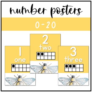 Bee Classroom Decor Alphabet Posters Number Posters Word - Etsy