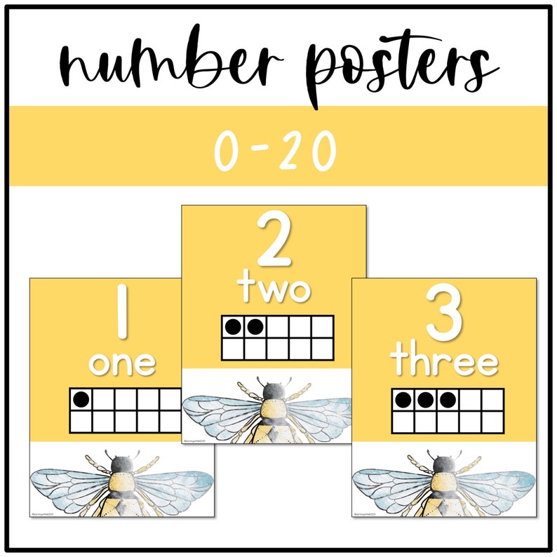 Bee Classroom Decor Alphabet Posters Number Posters Word - Etsy