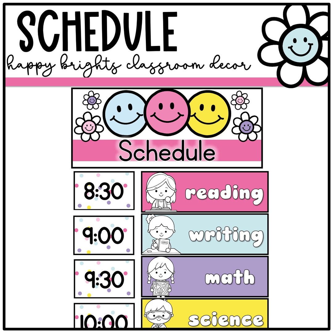 Happy Brights Classroom Decor, Classroom Schedule, Bright - Etsy