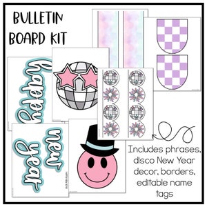 New Year Bulletin Board Kit | Classroom Decor | Retro | 2025 | January ...
