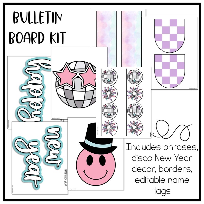 New Year Bulletin Board Kit Classroom Decor Retro - Etsy