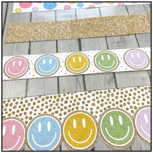 Retro Pastel Bulletin Board Borders, Smile Face Daisy, Varsity ...