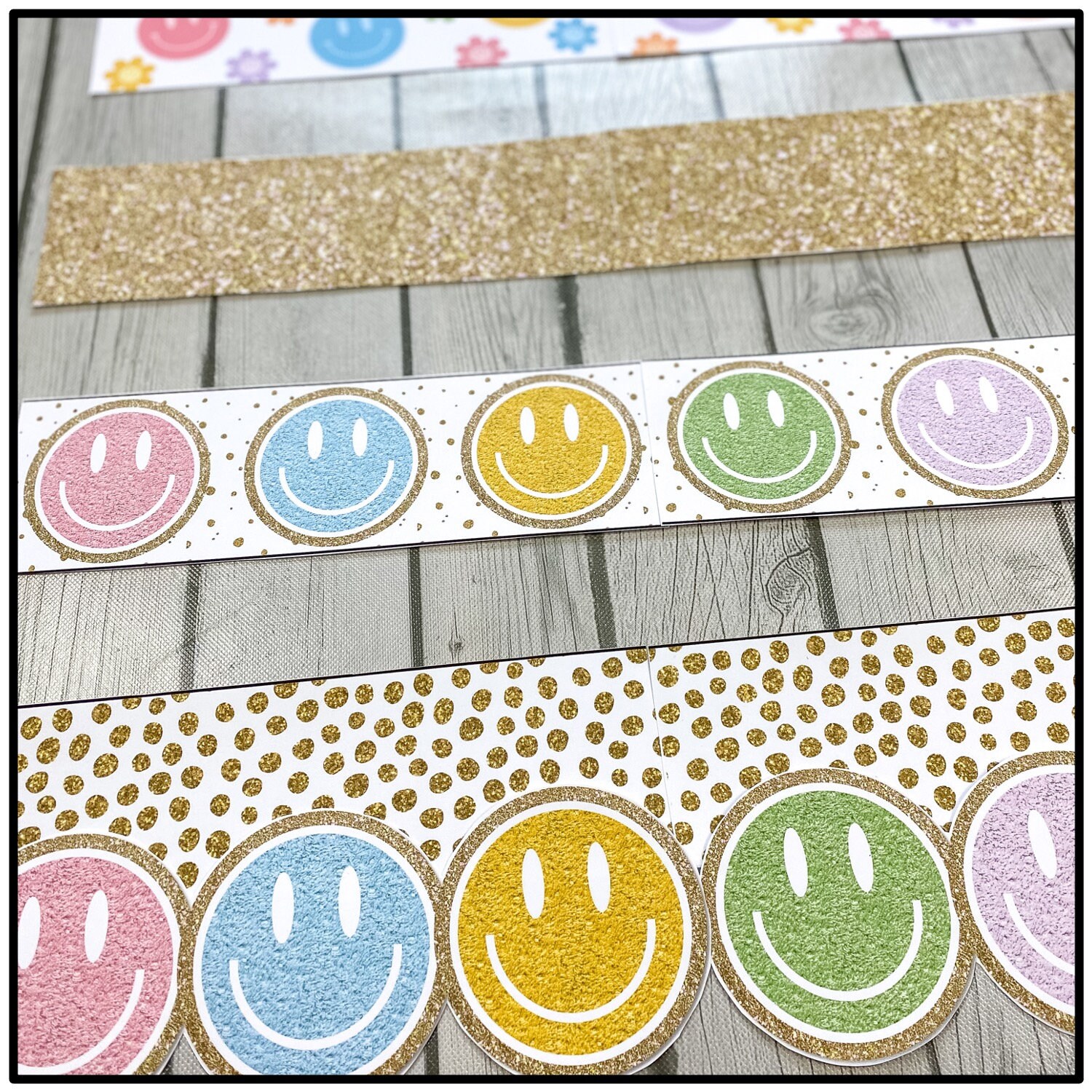 Retro Pastel Bulletin Board Borders, Smile Face Daisy, Varsity ...