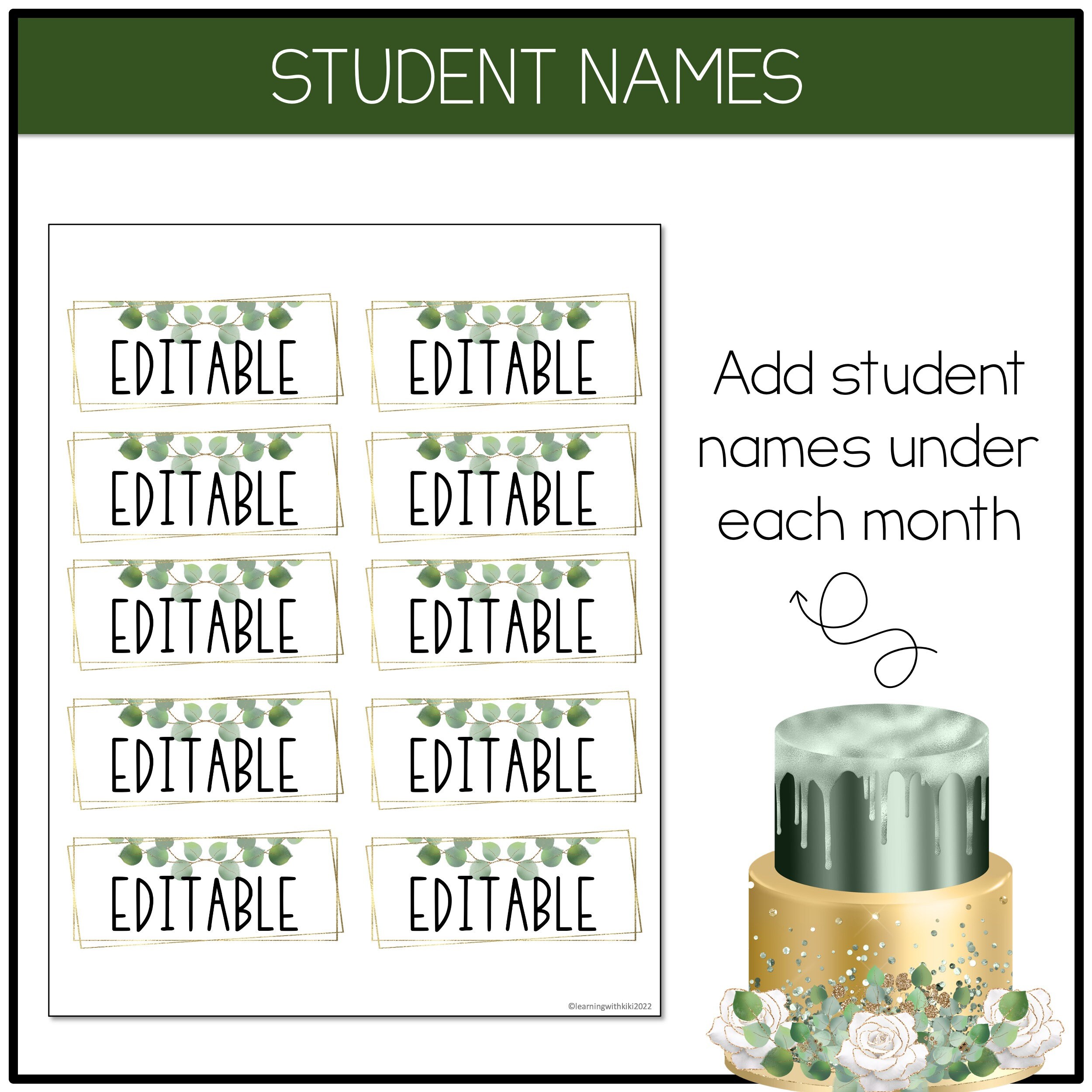 Eucalyptus and Gold Birthday Display Bulletin Board - Etsy