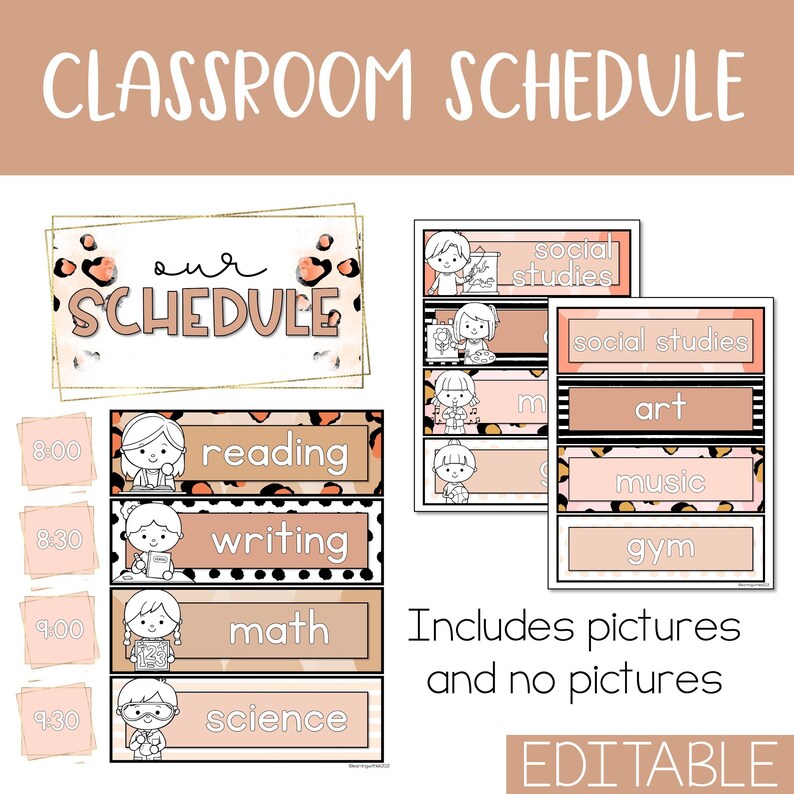 Modern Leopard Classroom Decor Classroom Schedule - Etsy