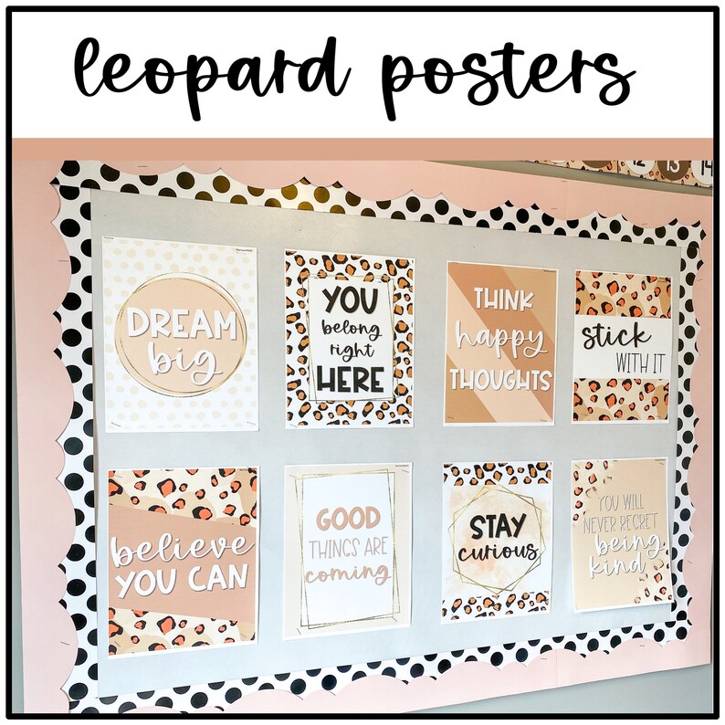 MODERN LEOPARD Posters Growth Mindset Cheetah Classroom - Etsy