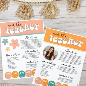 Boho Retro Meet the Teacher | Teacher Introduction Letter - Etsy