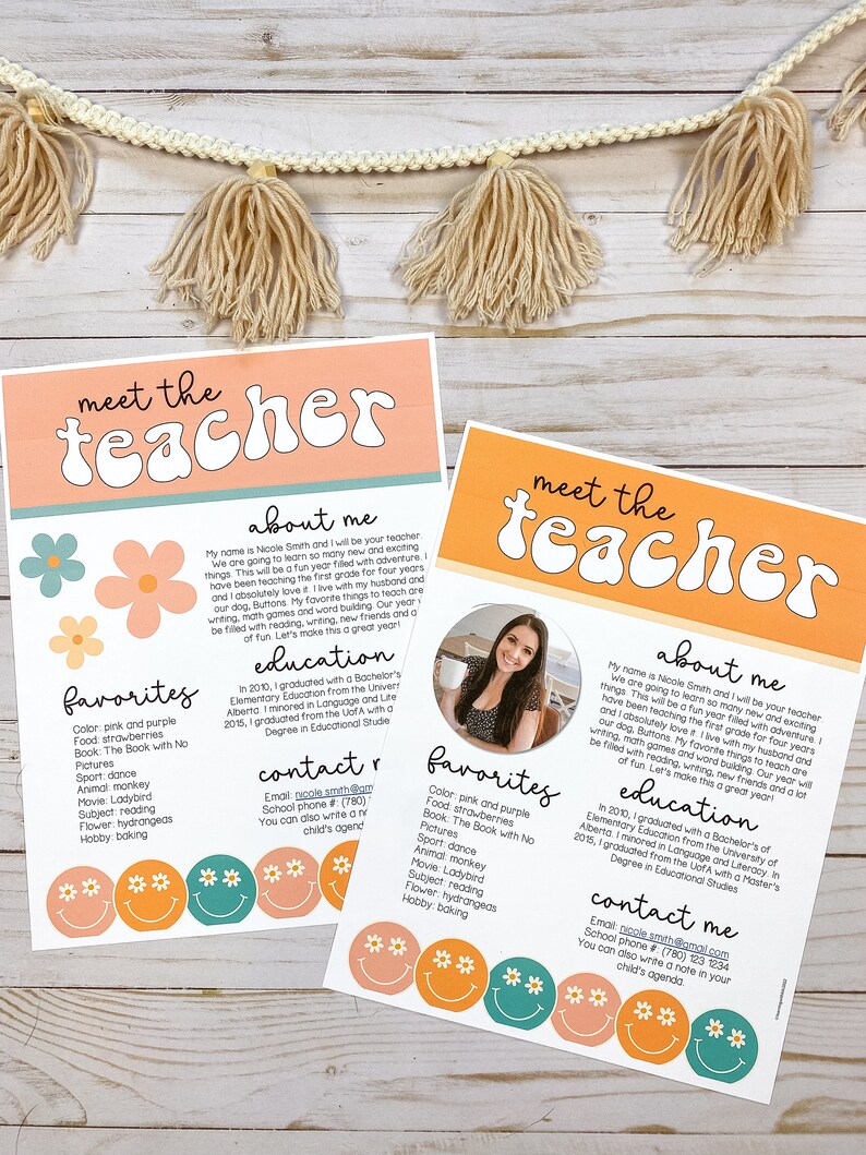 Boho Retro Meet the Teacher | Teacher Introduction Letter - Etsy