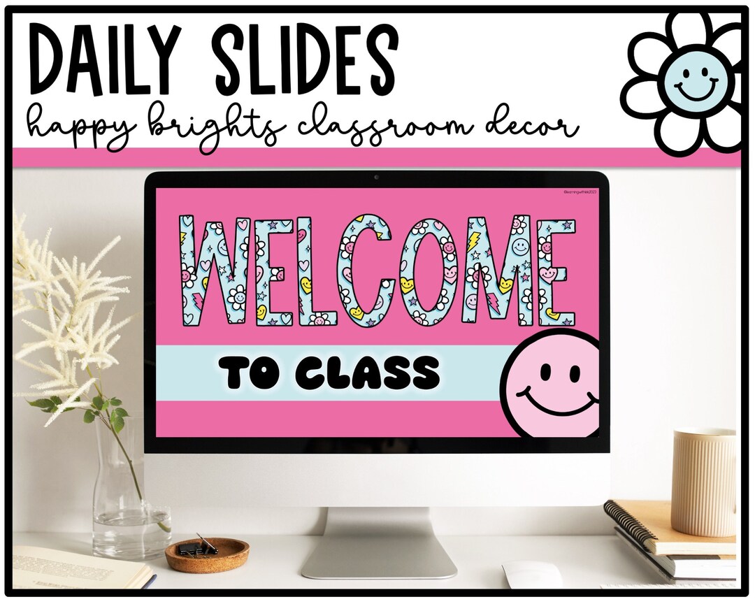Happy Brights Slides Template Retro Classroom Decor Bright - Etsy