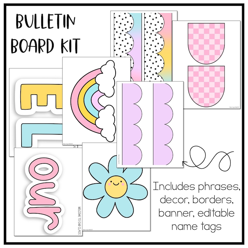 Back to School Bulletin Board | Pastel Classroom Decor| Rainbow | Cloud ...