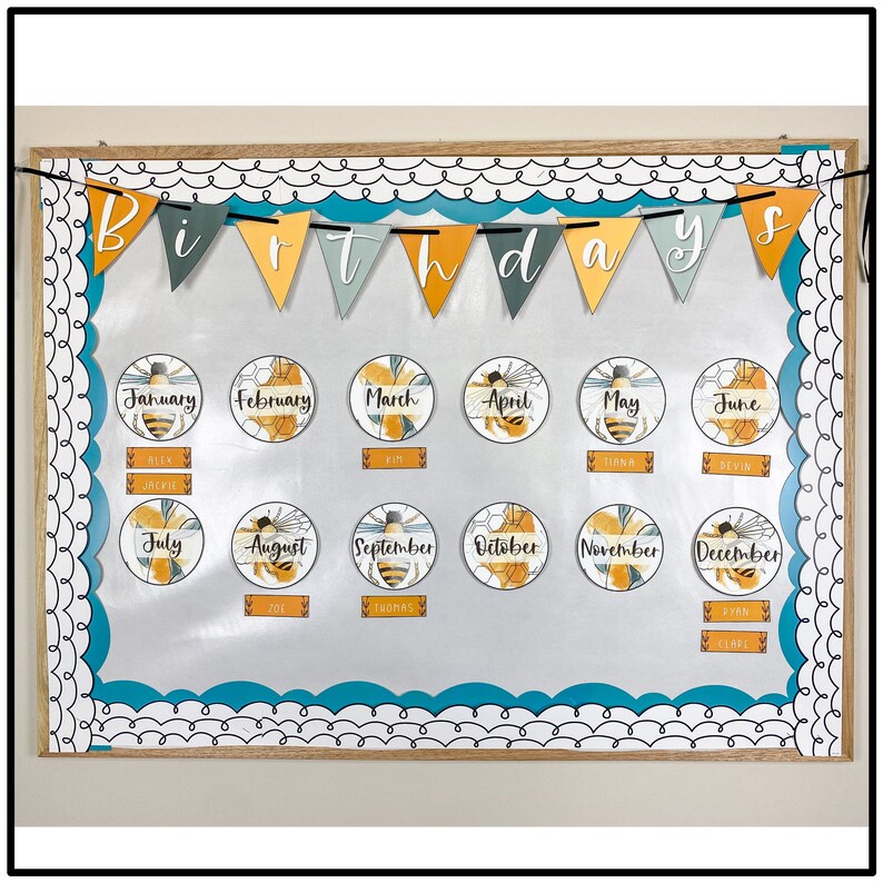 Bee Birthday Display Bulletin Board Bee Eucalyptus - Etsy