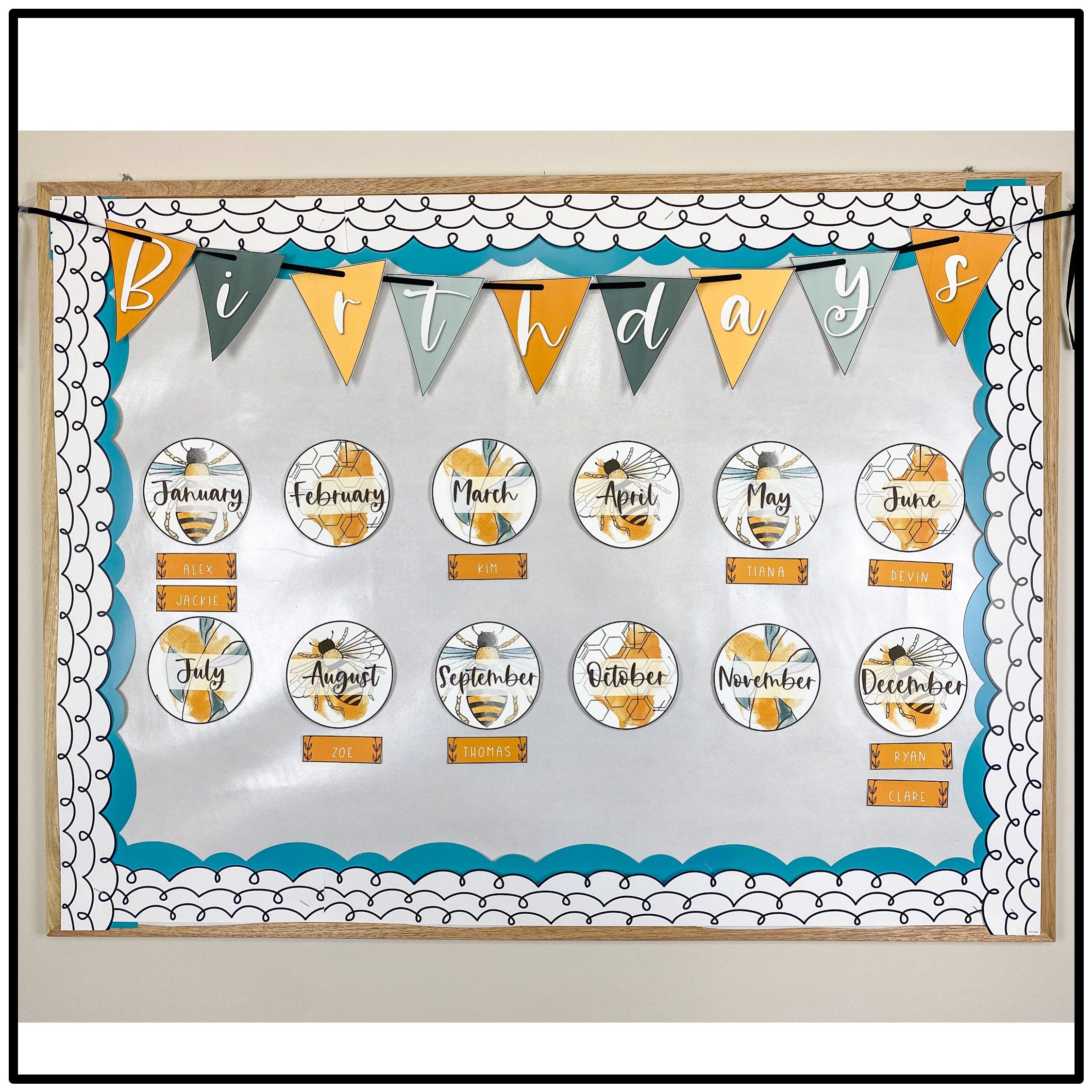 Bee Birthday Display Bulletin Board Bee Eucalyptus - Etsy