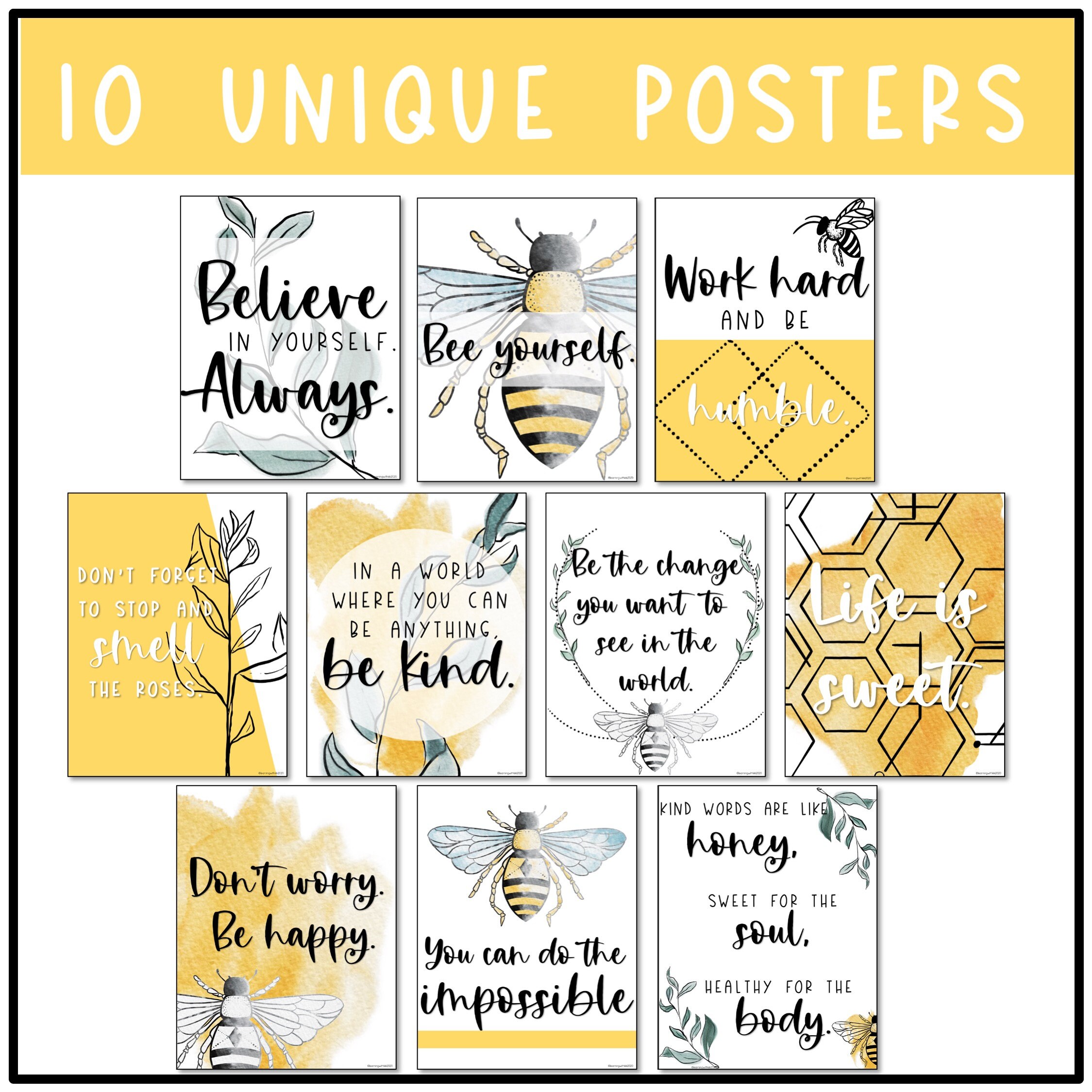 BEE AND BOTANICAL Posters Growth Mindset Bee Eucalyptus - Etsy UK