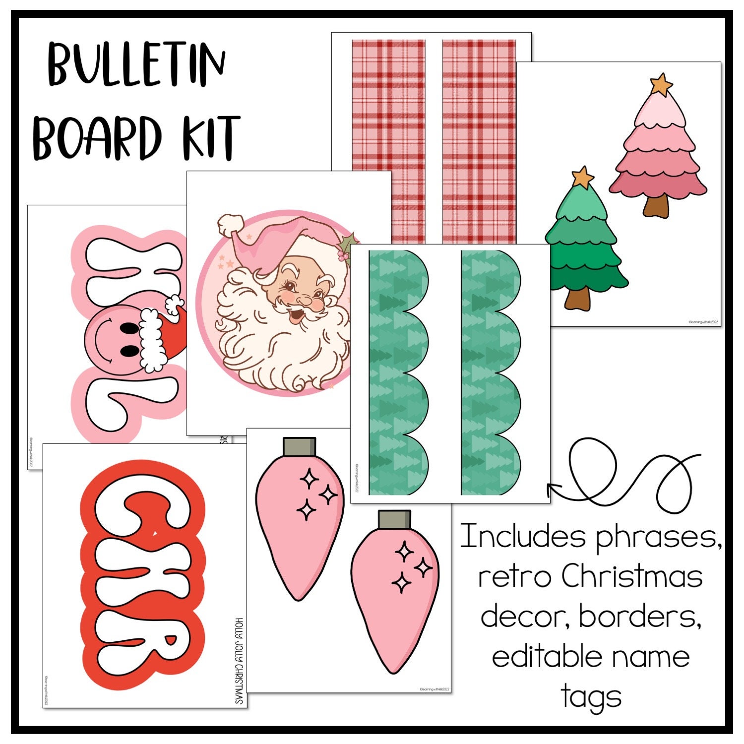 Christmas Bulletin Board Kit Classroom Decor Retro - Etsy