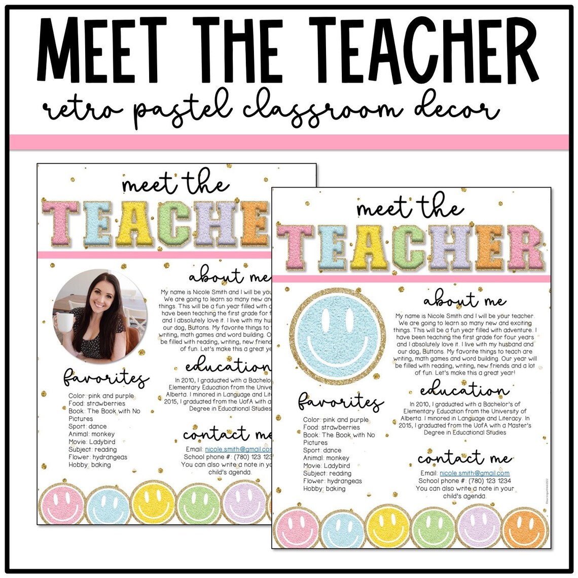 Retro Pastel Meet the Teacher Teacher Introduction Letter - Etsy