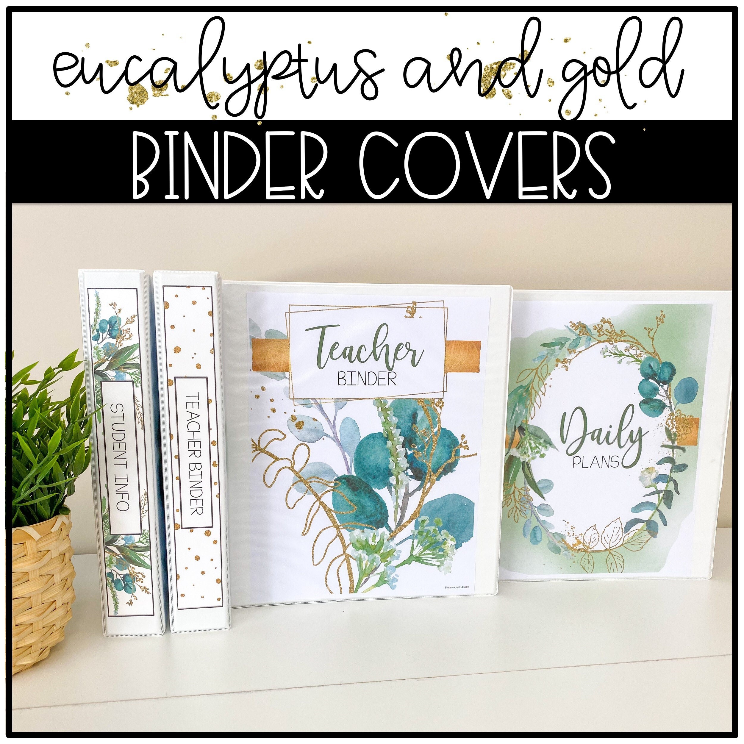Eucalyptus and Gold Binder Covers Editable Botanical - Etsy Australia