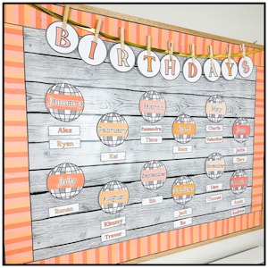 Disco Floral Birthday Display, Bulletin Board, Editable, Retro Groovy ...