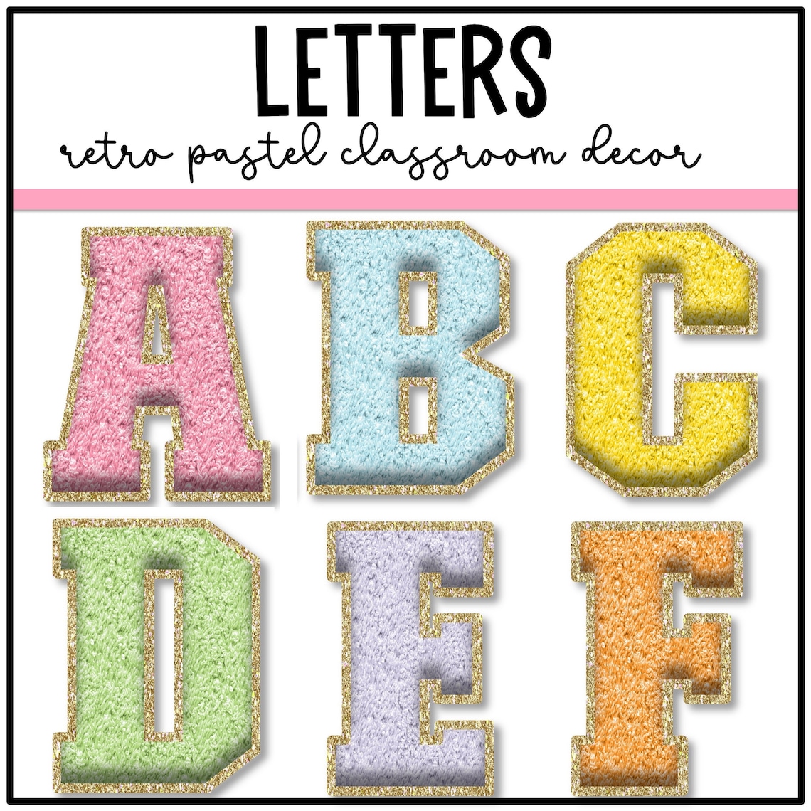 Retro Pastel Bulletin Board Letters Varsity Patch Letters - Etsy