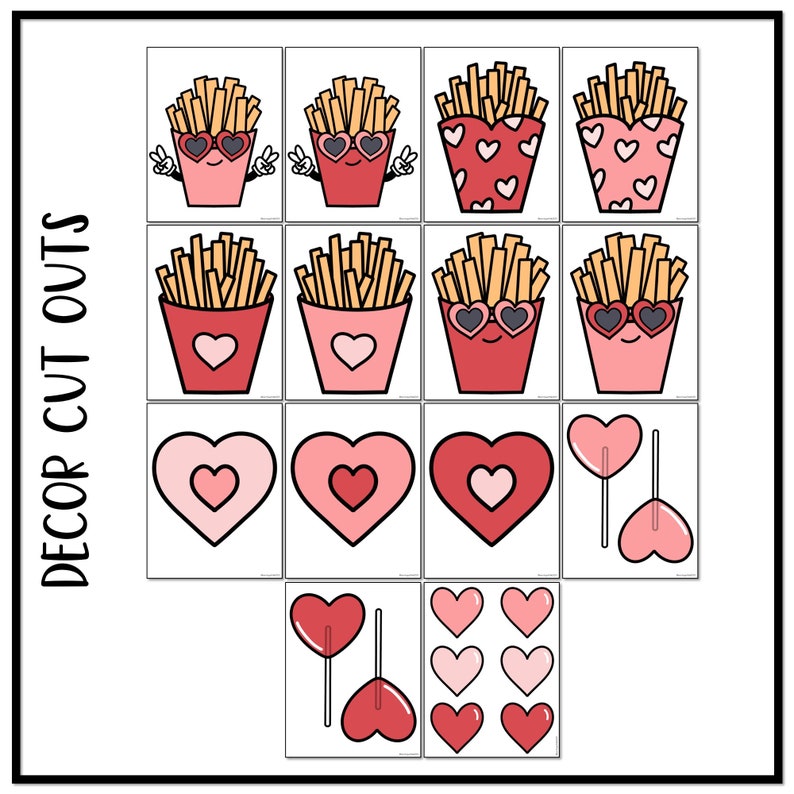 Valentine's Day Bulletin Board Kit | Classroom Decor | Retro | Fries ...