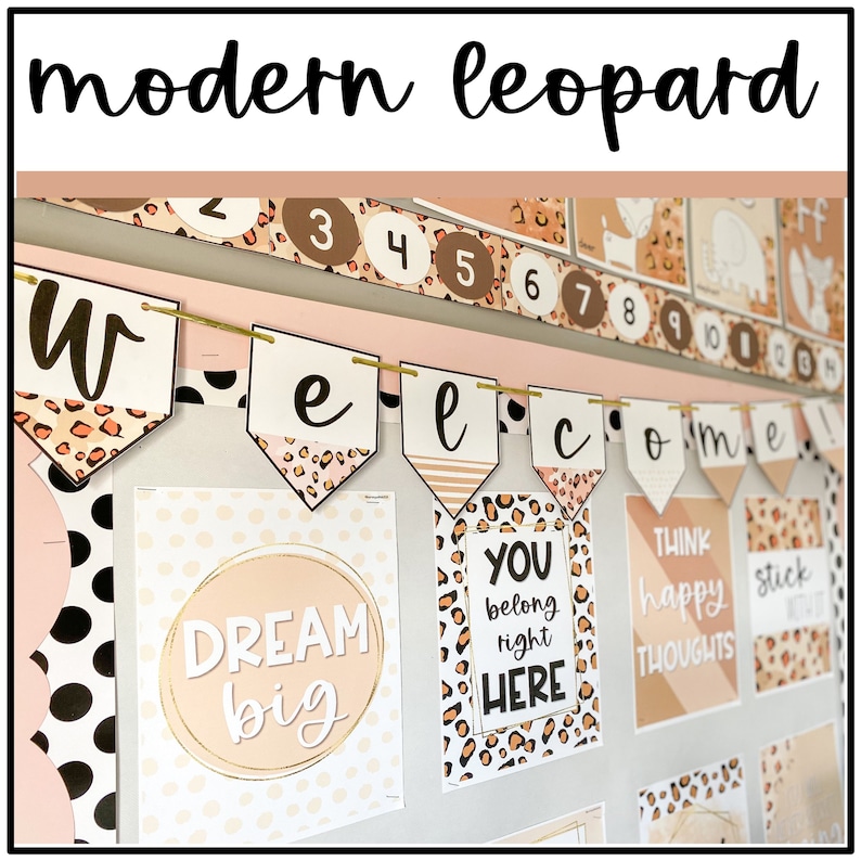 MODERN LEOPARD Classroom Decor Bundle Editable Cheetah - Etsy