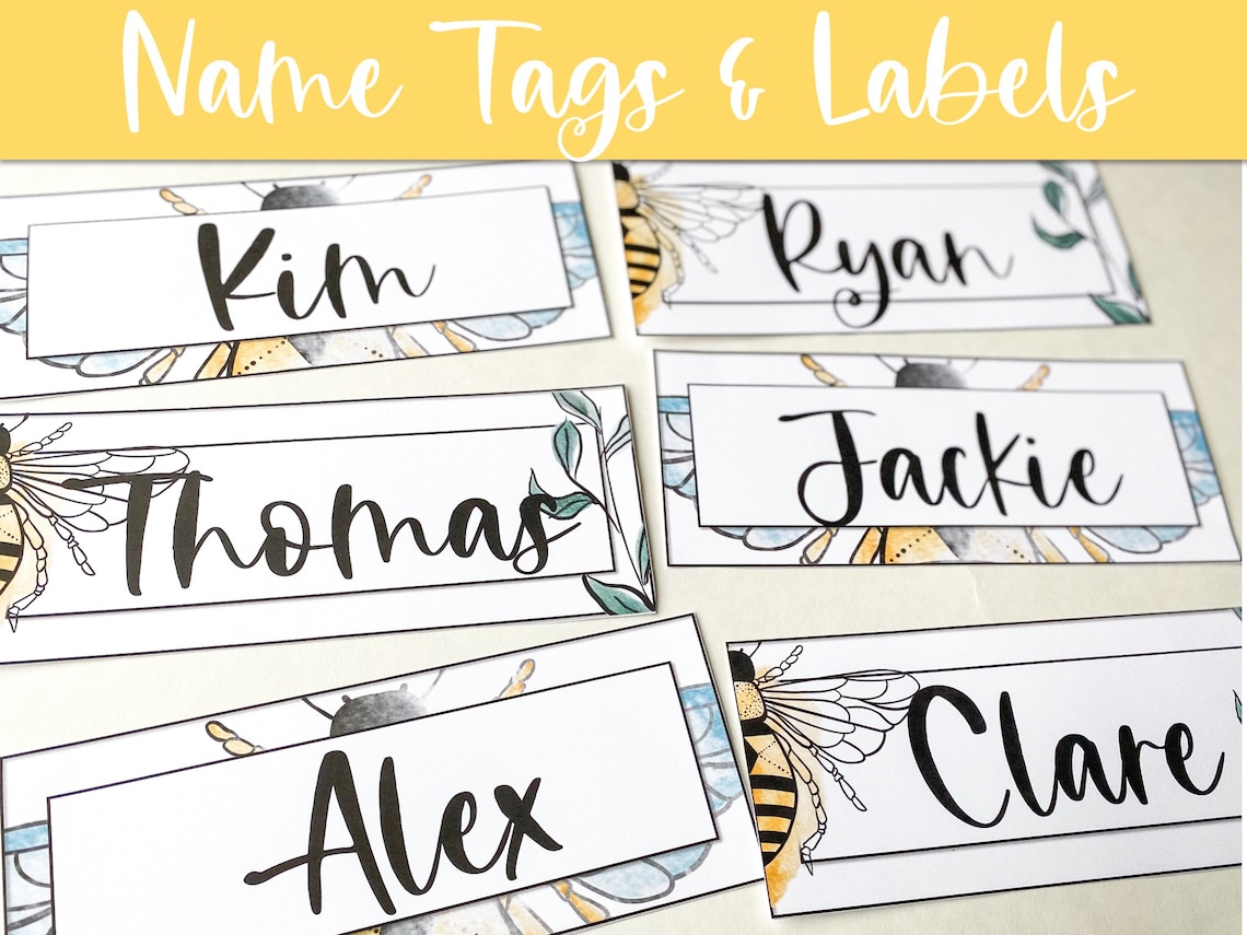 Bee Classroom Decor Name Tags Classroom Labels Editable - Etsy