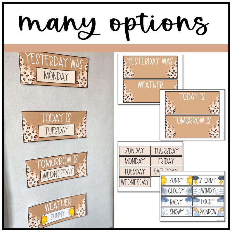 MODERN LEOPARD Calendar Pocket Chart Cheetah Classroom - Etsy