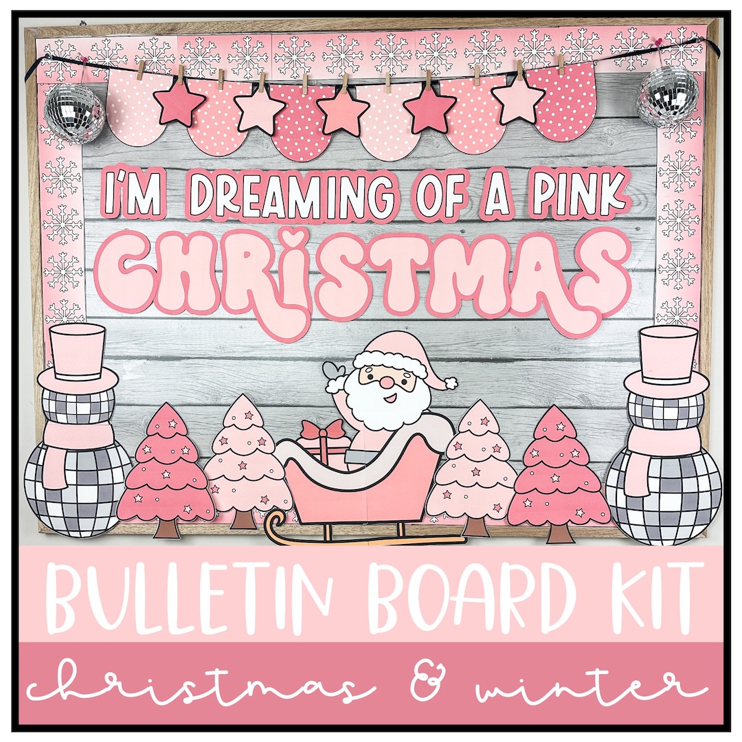 Christmas Bulletin Board Kit, Classroom Decor, Pink Christmas, Disco ...