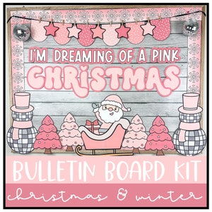 Christmas Bulletin Board Kit, Classroom Decor, Pink Christmas, Disco ...