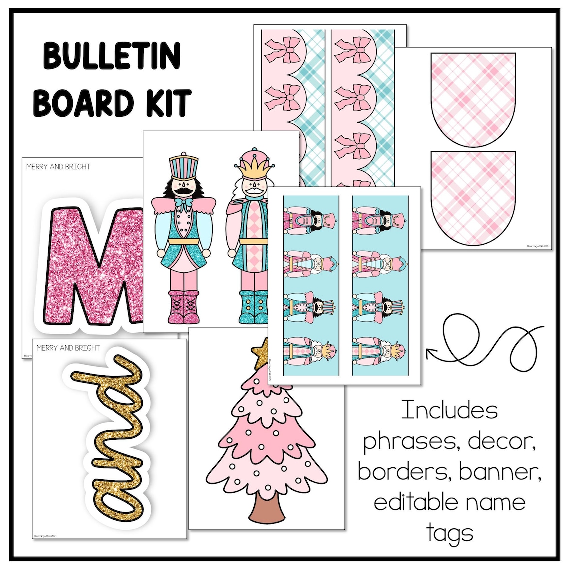 Christmas Pink Bulletin Board Kit, Pinkmas Nutcracker Classroom Decor ...