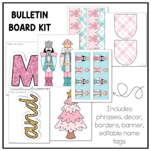 Christmas Pink Bulletin Board Kit, Pinkmas Nutcracker Classroom Decor ...