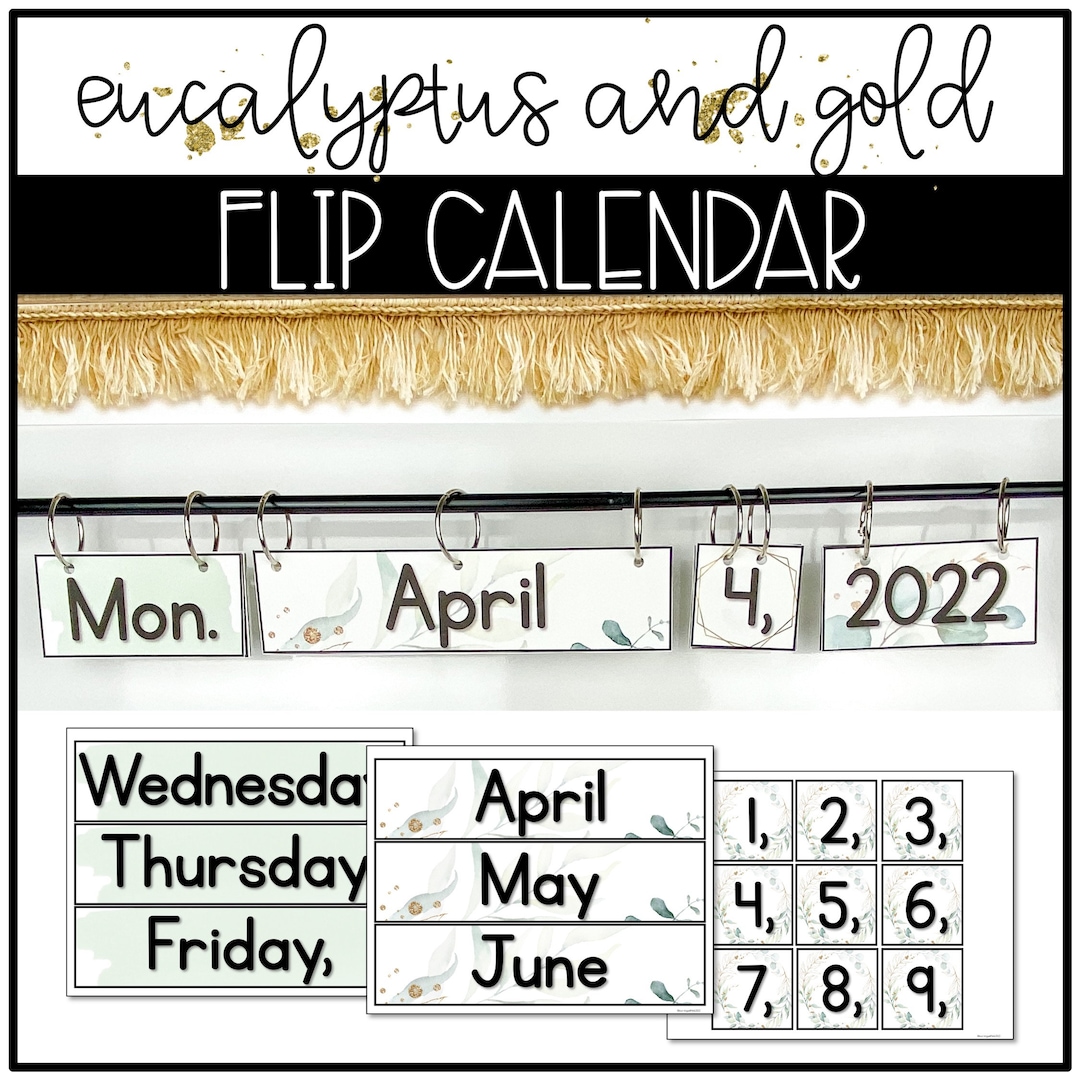 Eucalyptus and Gold Flip Calendar | Botanical - Etsy