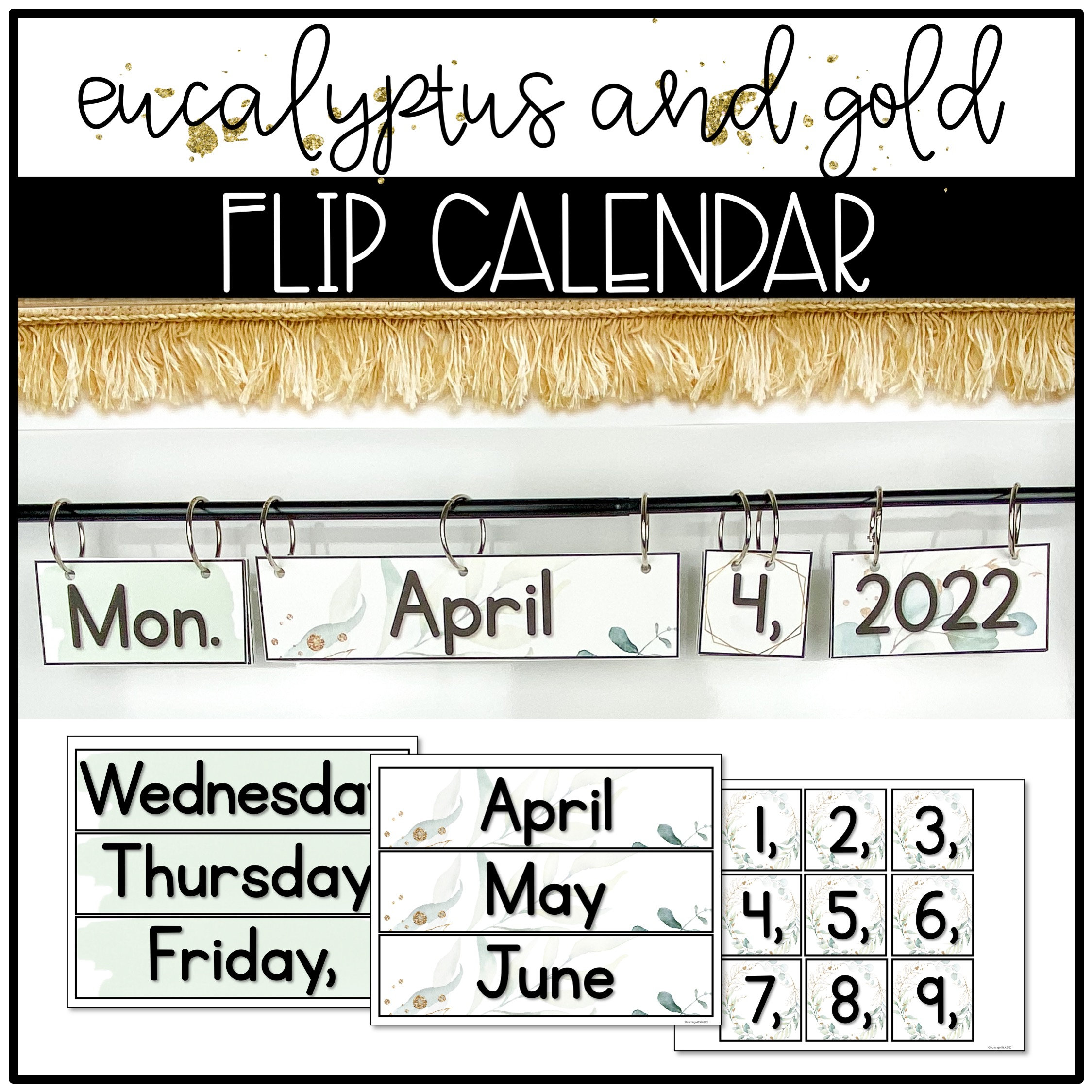 Eucalyptus and Gold Flip Calendar | Botanical - Etsy