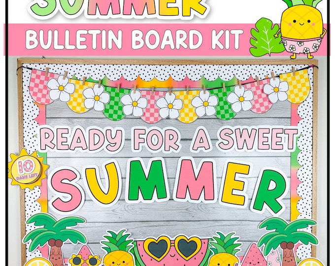 Summer Bulletin Board Kit | Classroom Decor | Retro | Countdown to ...