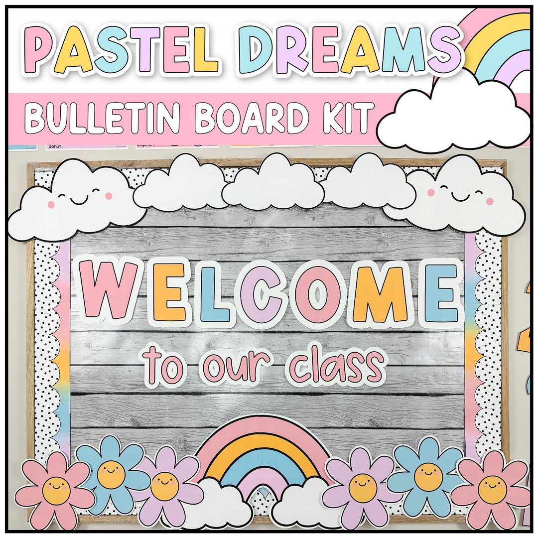 Back to School Bulletin Board | Pastel Classroom Decor| Rainbow | Cloud ...