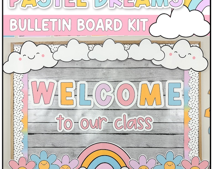 Pastel Bulletin Board Border | Cloud | Daisy | Rainbow | Checker - Etsy ...
