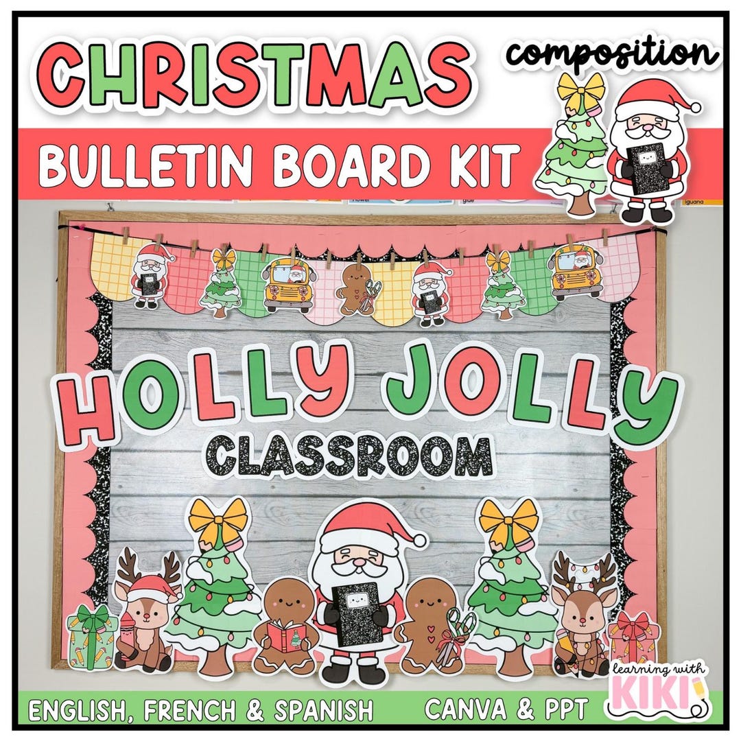 Christmas Bulletin Board Kit | Composition Notebook Classroom Decor ...