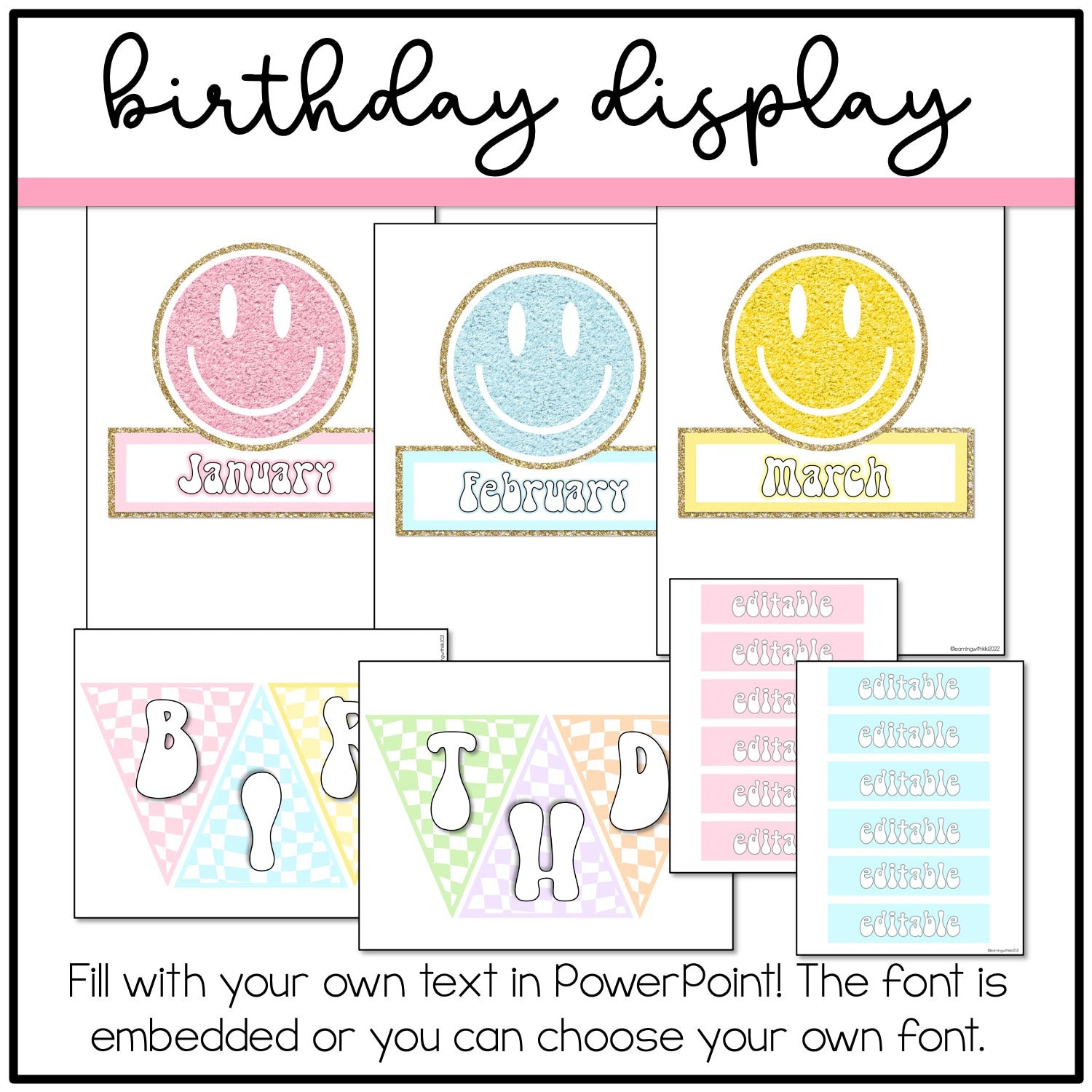 Retro Pastel Birthday Display | Happy Classroom Decor - Etsy
