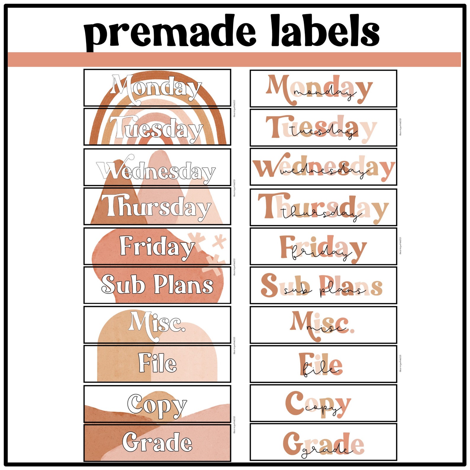 Boho Neutrals 10 Drawer Rolling Cart Labels | Teacher Cart | Rainbow ...