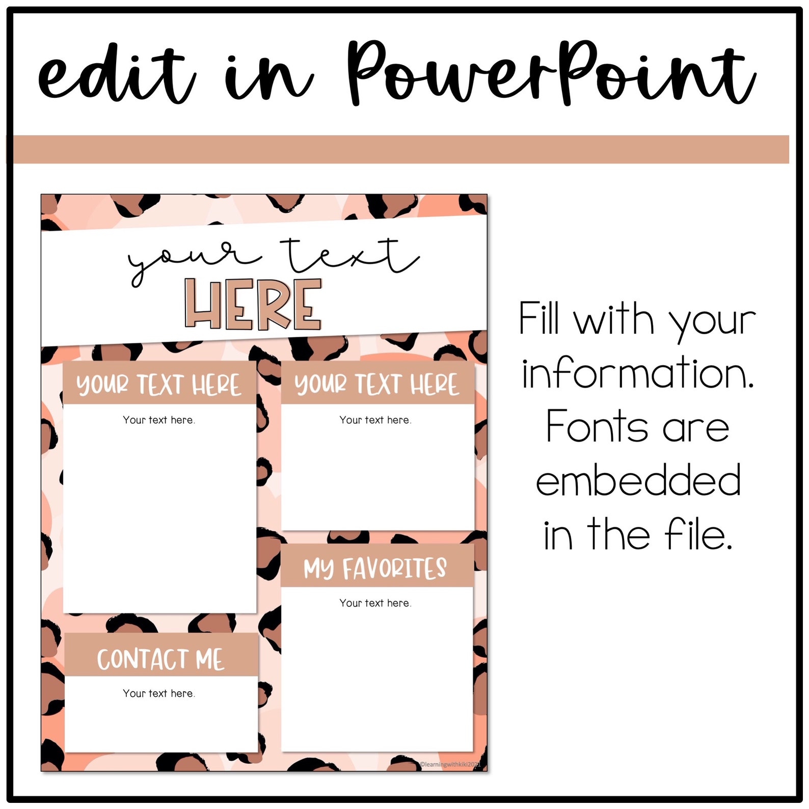 MODERN LEOPARD Meet the Teacher Teacher Letter Cheetah | Etsy