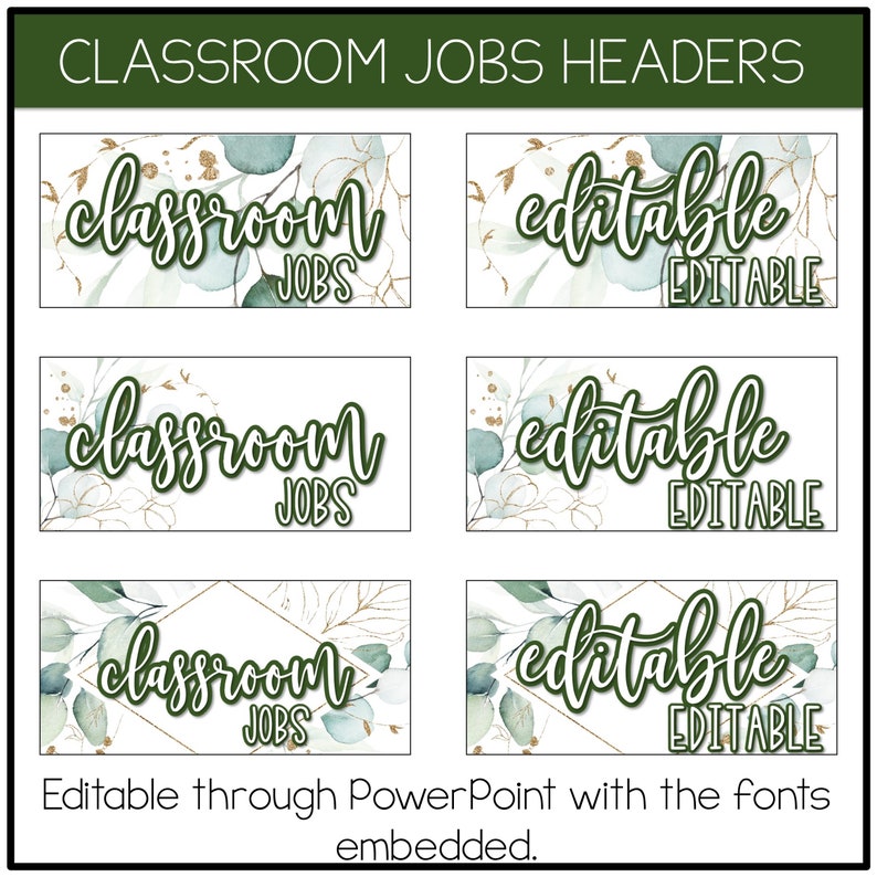 Eucalyptus Classroom Decor Classroom Jobs for Students - Etsy