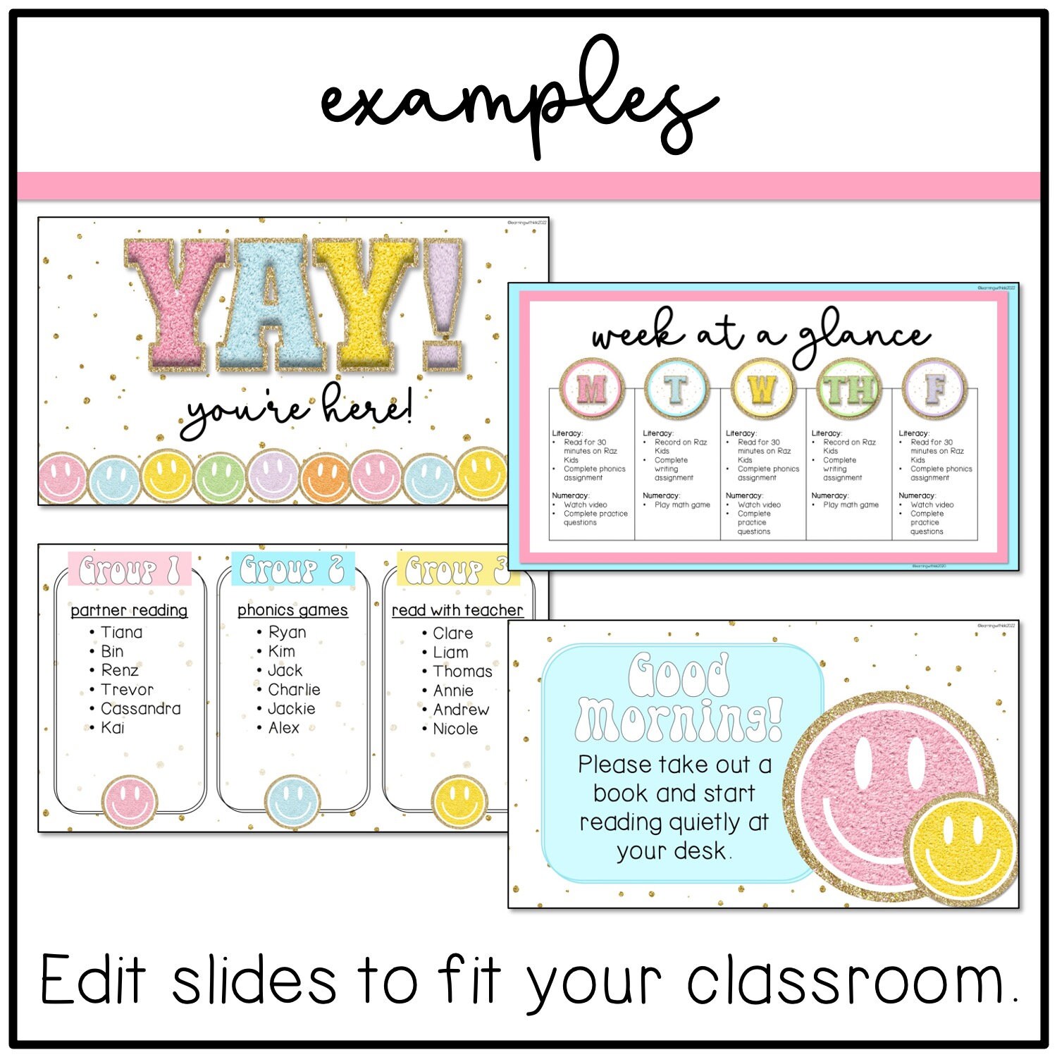 Retro Pastel Slides Template | Happy Classroom Decor - Etsy